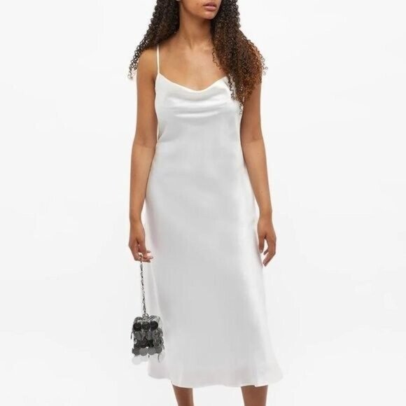 Sleeper | Dresses | Sleeper Silk 9s Slip Dress White Midi Length Cowl ...
